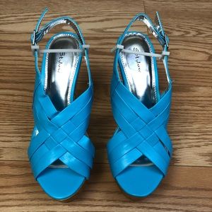 Styluxe | Shoes | Styluxe Mummy Blue Turquoise Cork Wedge | Poshmark